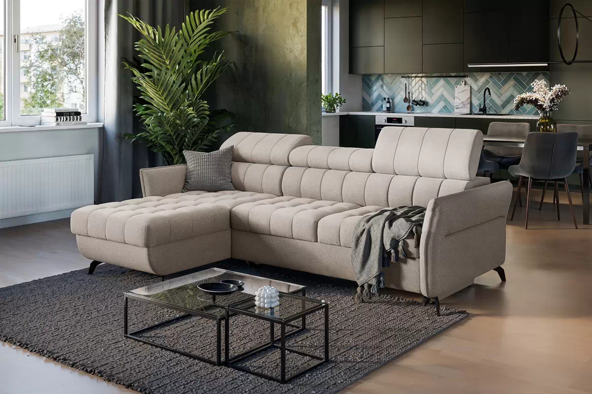 Rohová sedačka Elarias Mini s rozkladom ľavá - béžový šenil Perfect harmony 07 | Nábytok Bogart