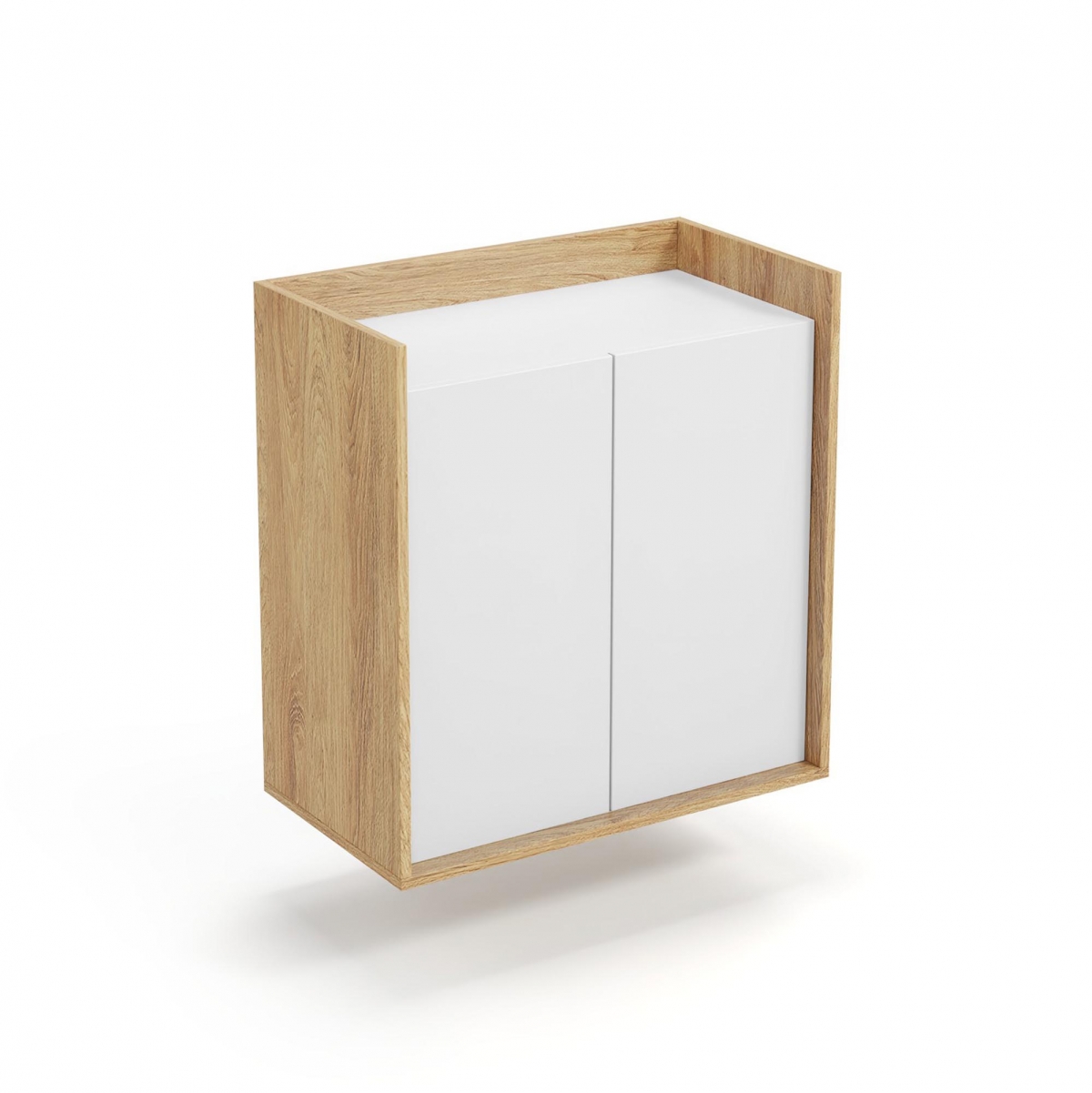 Dulap MOBIUS 2D corp: nuc natural, părți partea frontalăale - alb alpin ...
