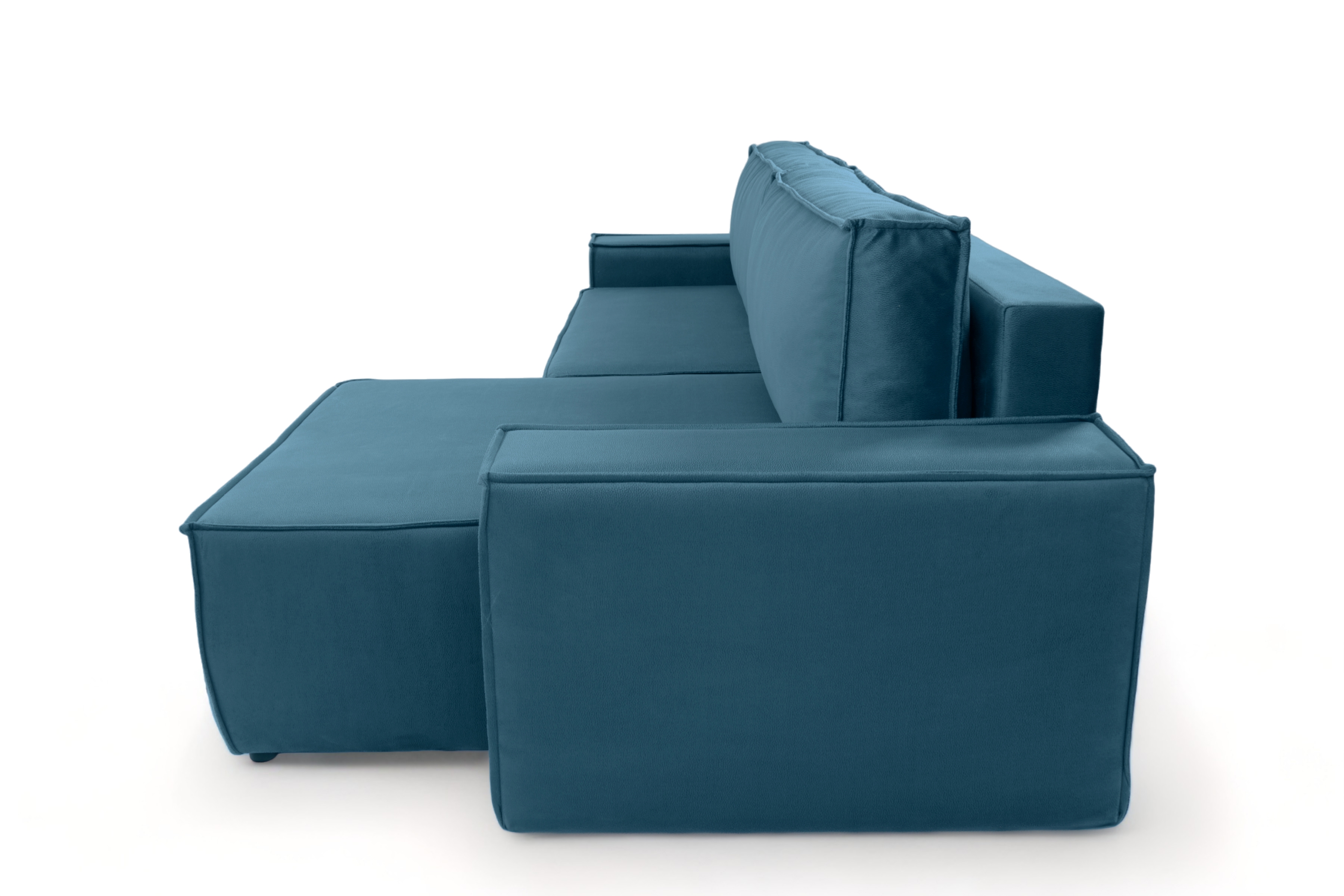 Canapea extensibilă Flabio Mini pe partea dreaptă - albastru țesătură ...