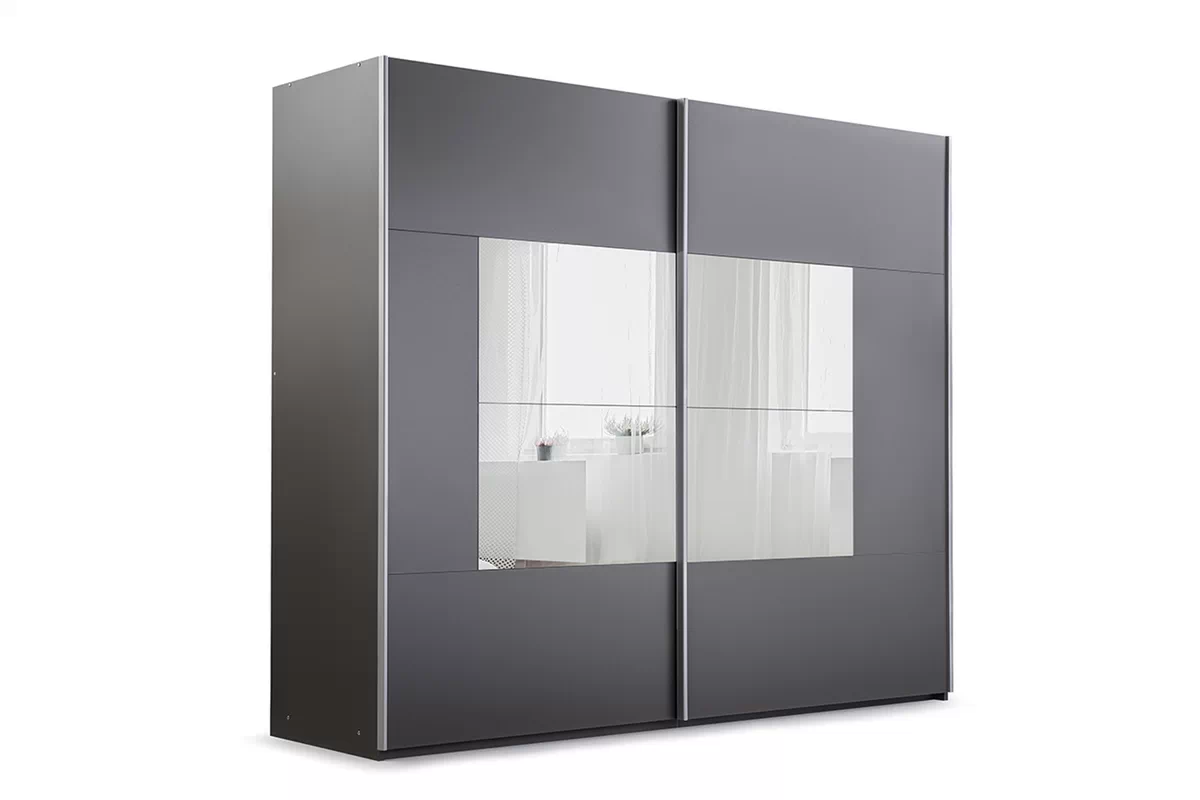 Dulap cu oglindă Dalmari 250 cm cu uși glisante - grafit | Mobilier Bogart